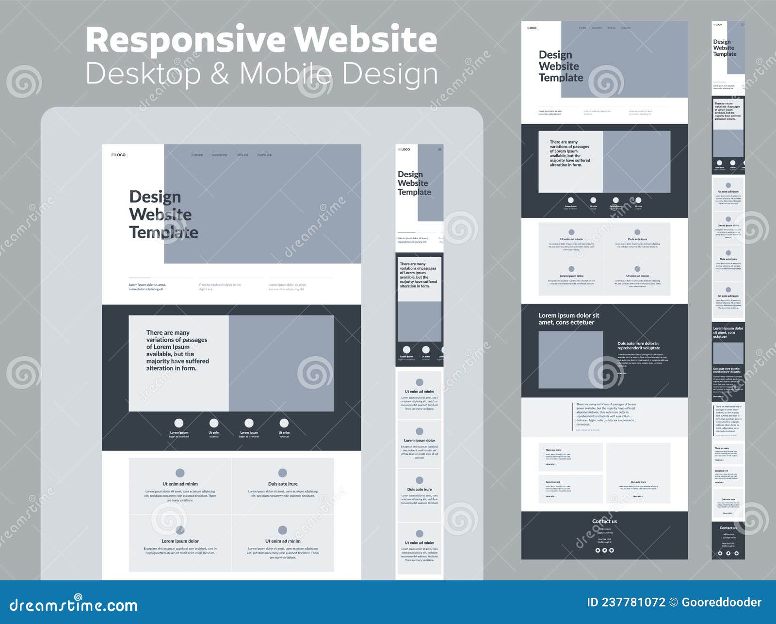 Website Design. Desktop and Mobile Wireframe. Stock Vector ...