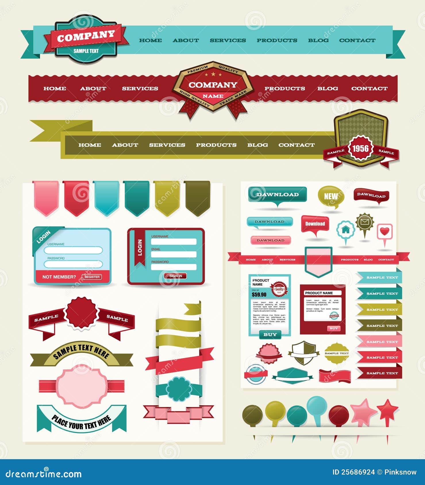 Website design elements stock vector. Illustration of guarantee - 25686924