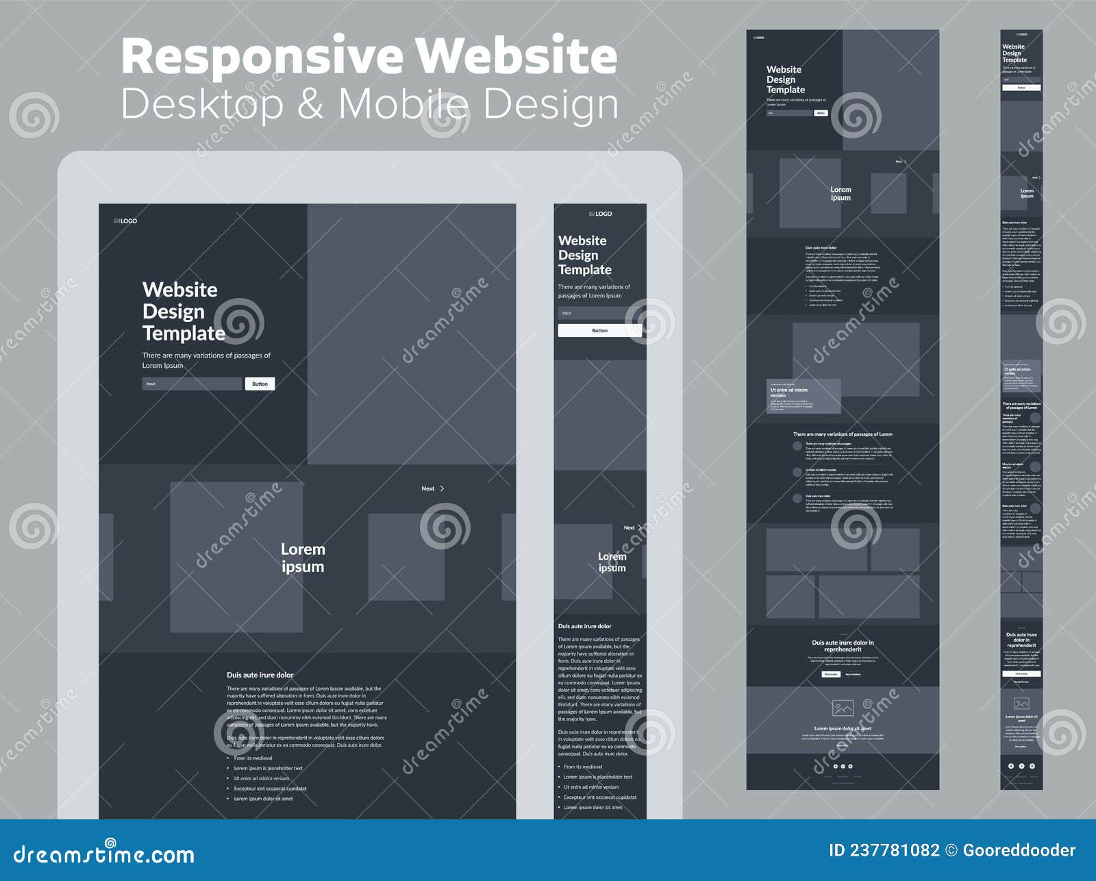 Website Design. Desktop and Mobile Wireframe. Stock Vector ...