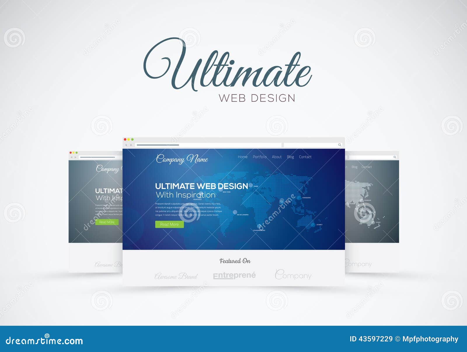 Website Design Showcase in Web Browser Vector Concept Stock Vector ... Website Design Showcase in Web Browser Vector Concept Stock Vector ...