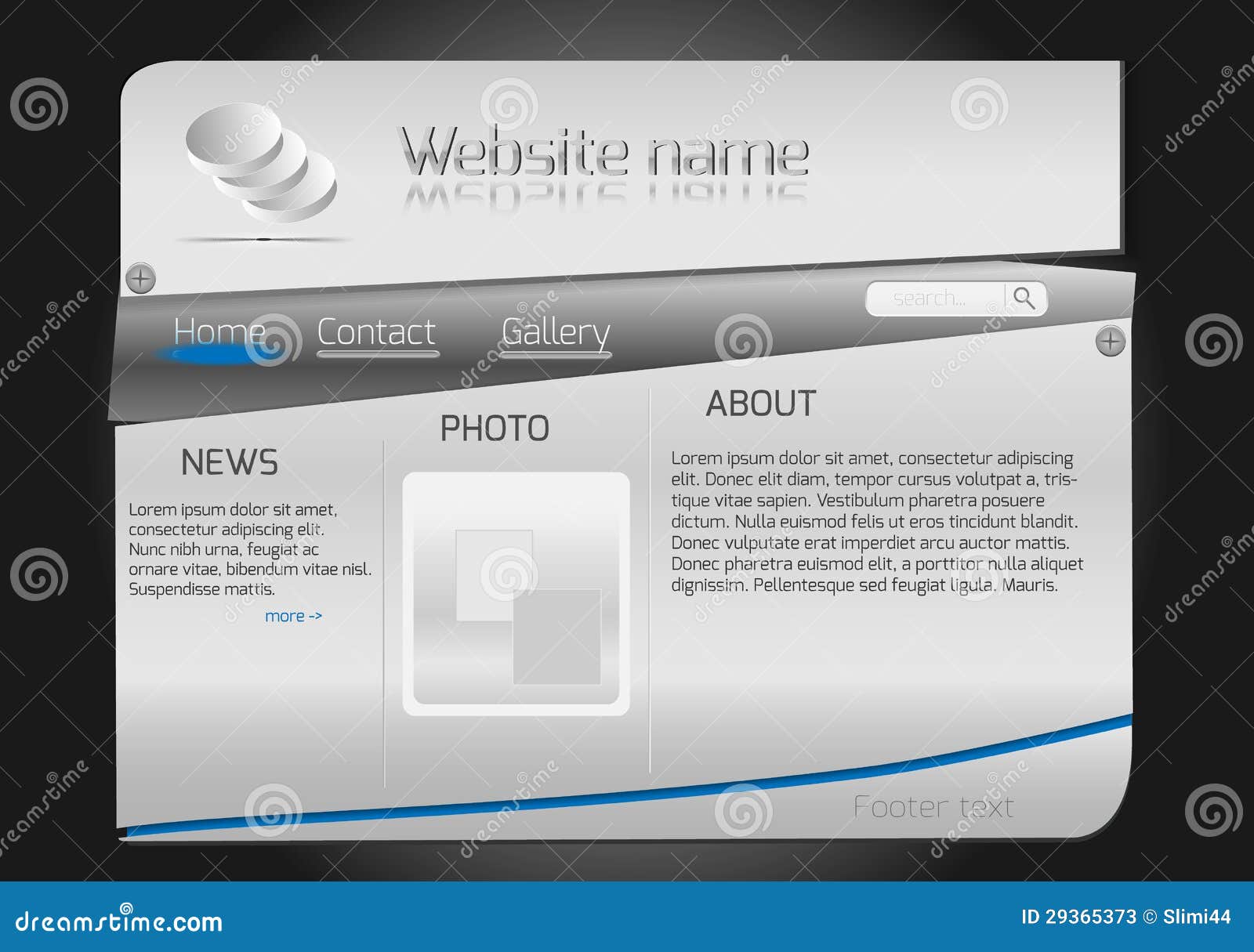 Website Design Steel Template Stock Illustration - Illustration of site ...