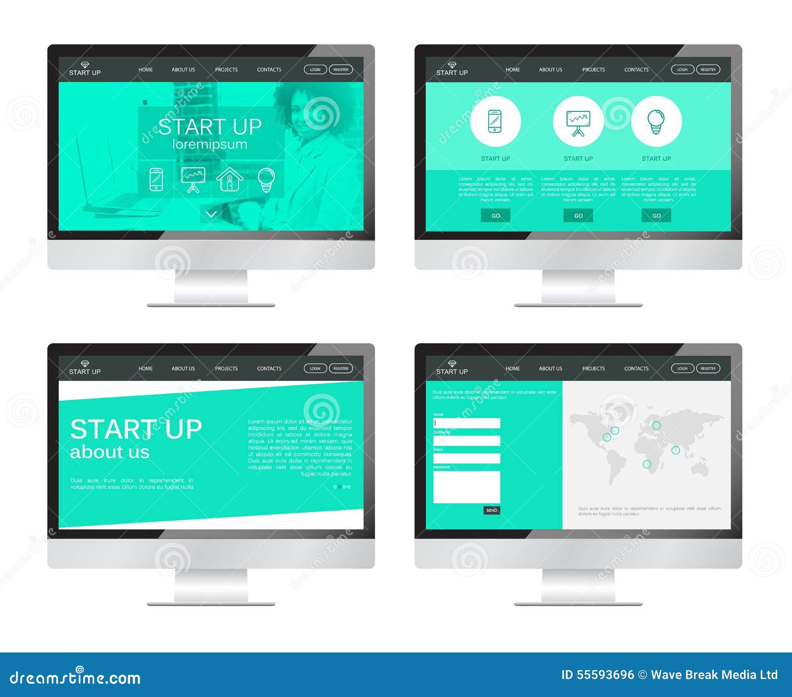 Website Design on Tablet Screen Vector Stock Vector - Illustration of ...