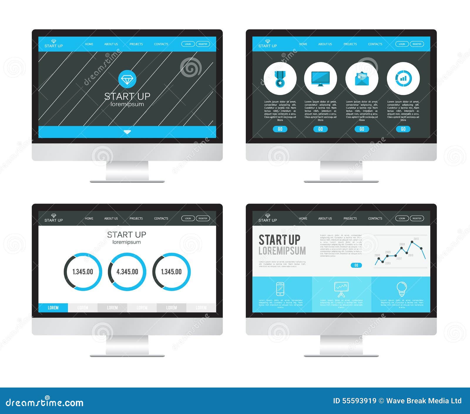 Website Design on Tablet Screen Vector Stock Vector - Illustration of ...