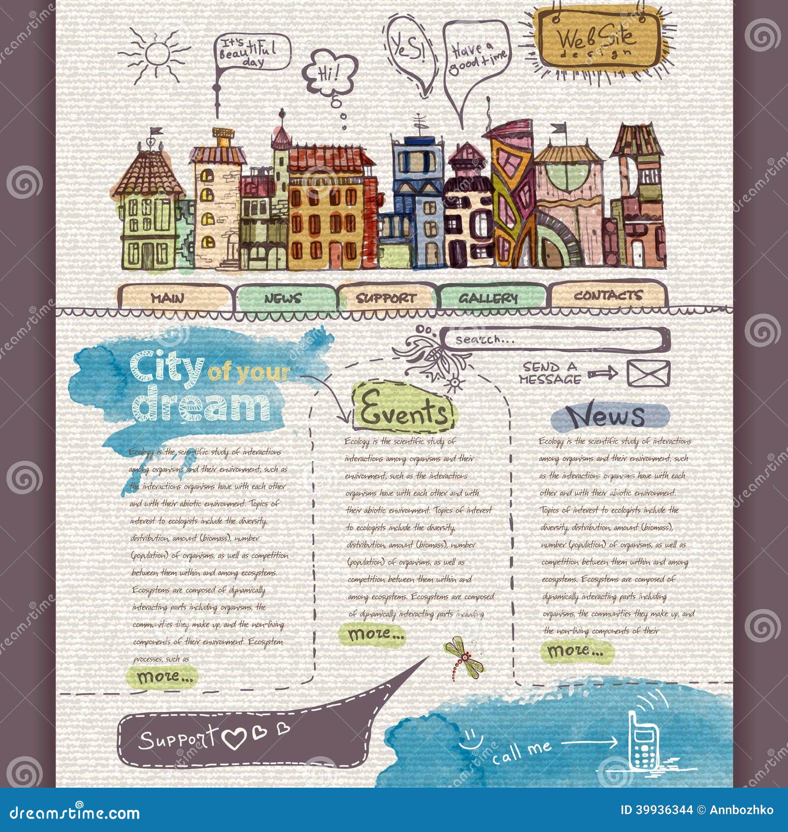 Website Design Template. City Stock Vector - Illustration of creative ...