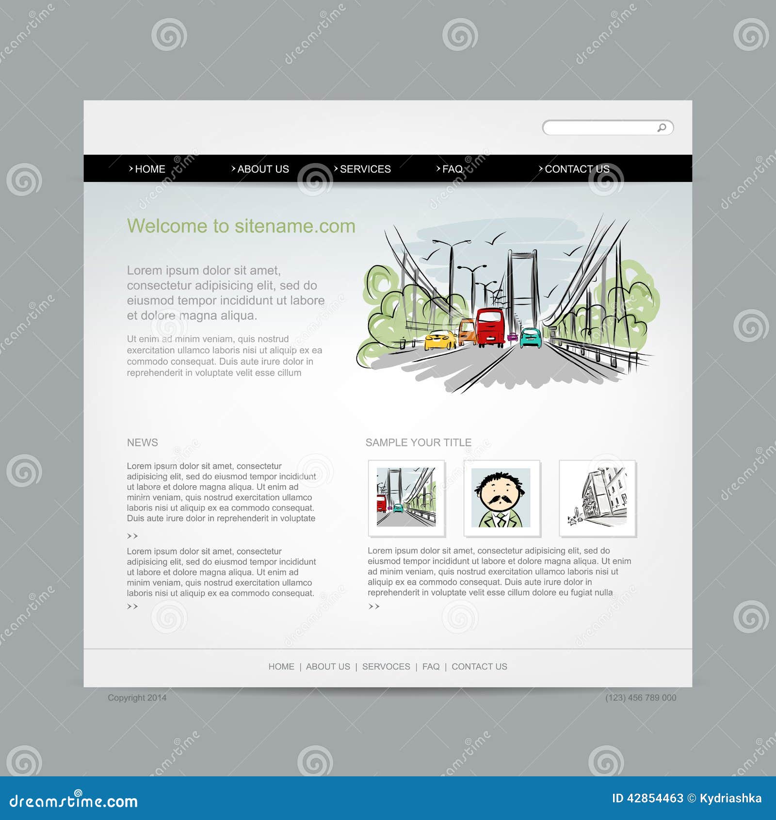 Website Design Template, Cityscape Stock Vector - Illustration of page ...