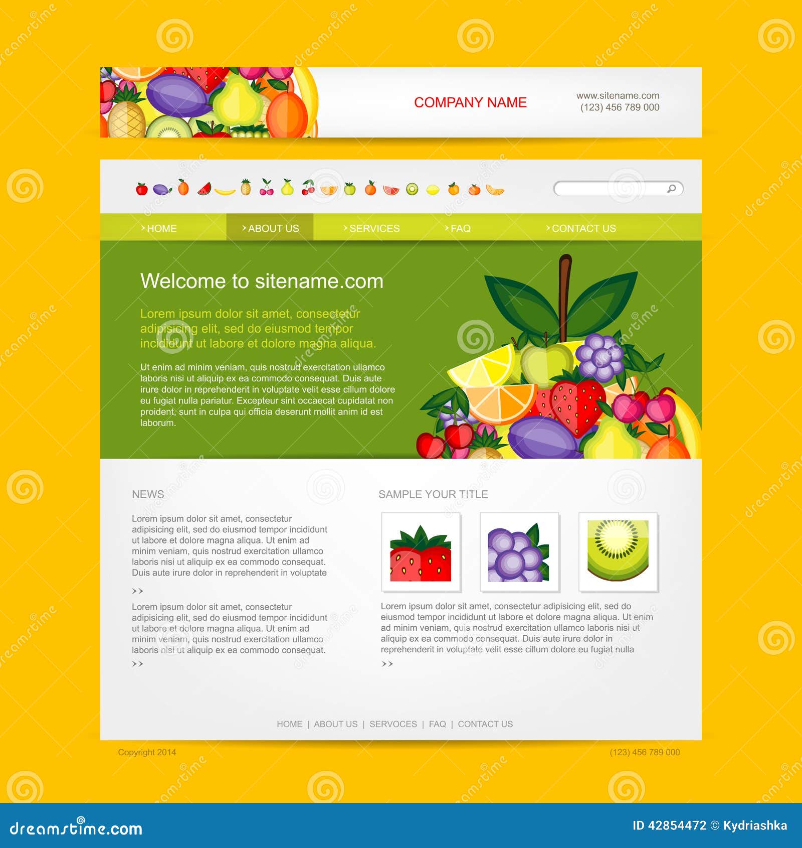 Website Design Template, Fruits Style Stock Vector - Illustration of ...