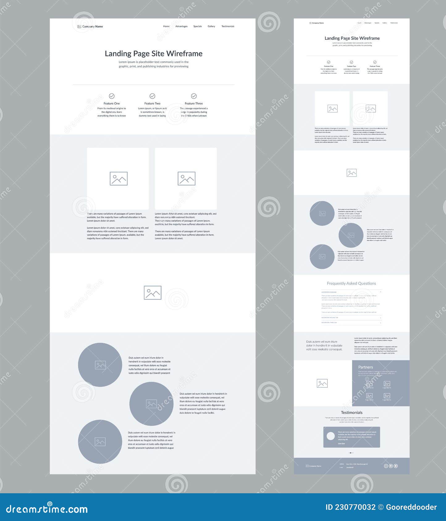 Website Design Template Wireframe Landing Page for Business. One Page ...