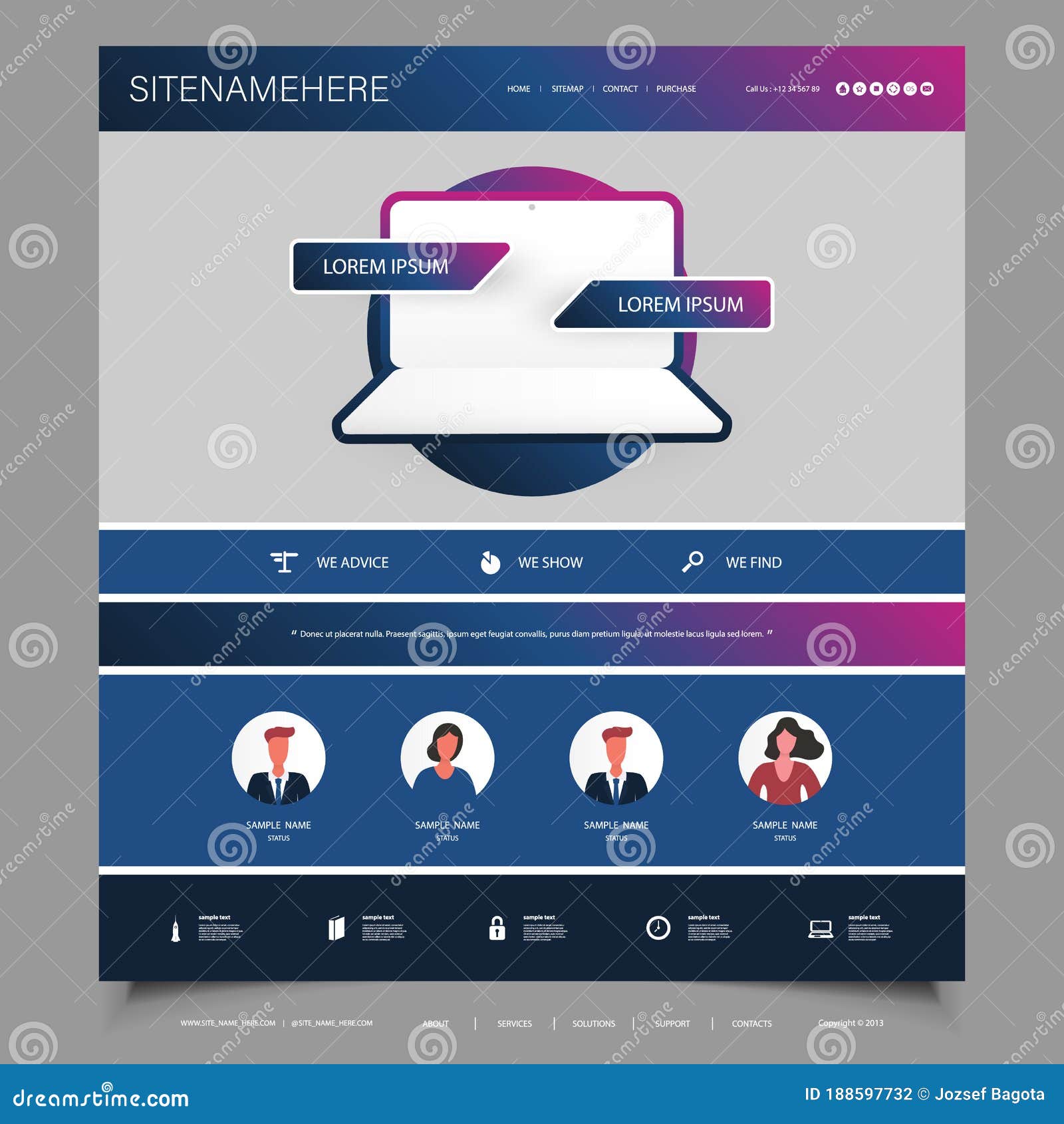 Website Design Template for Your Business with Laptop Computer in the ...