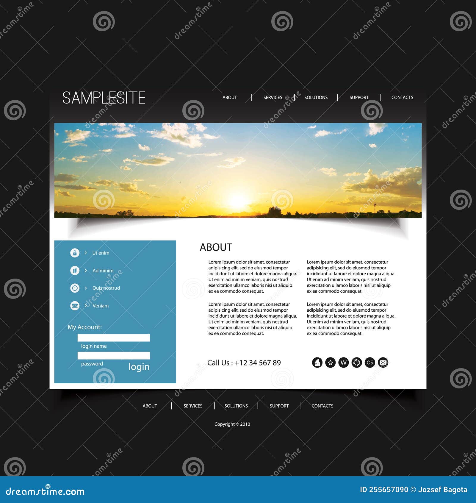 Website Design Template for Your Business with Sunset Image Background ...