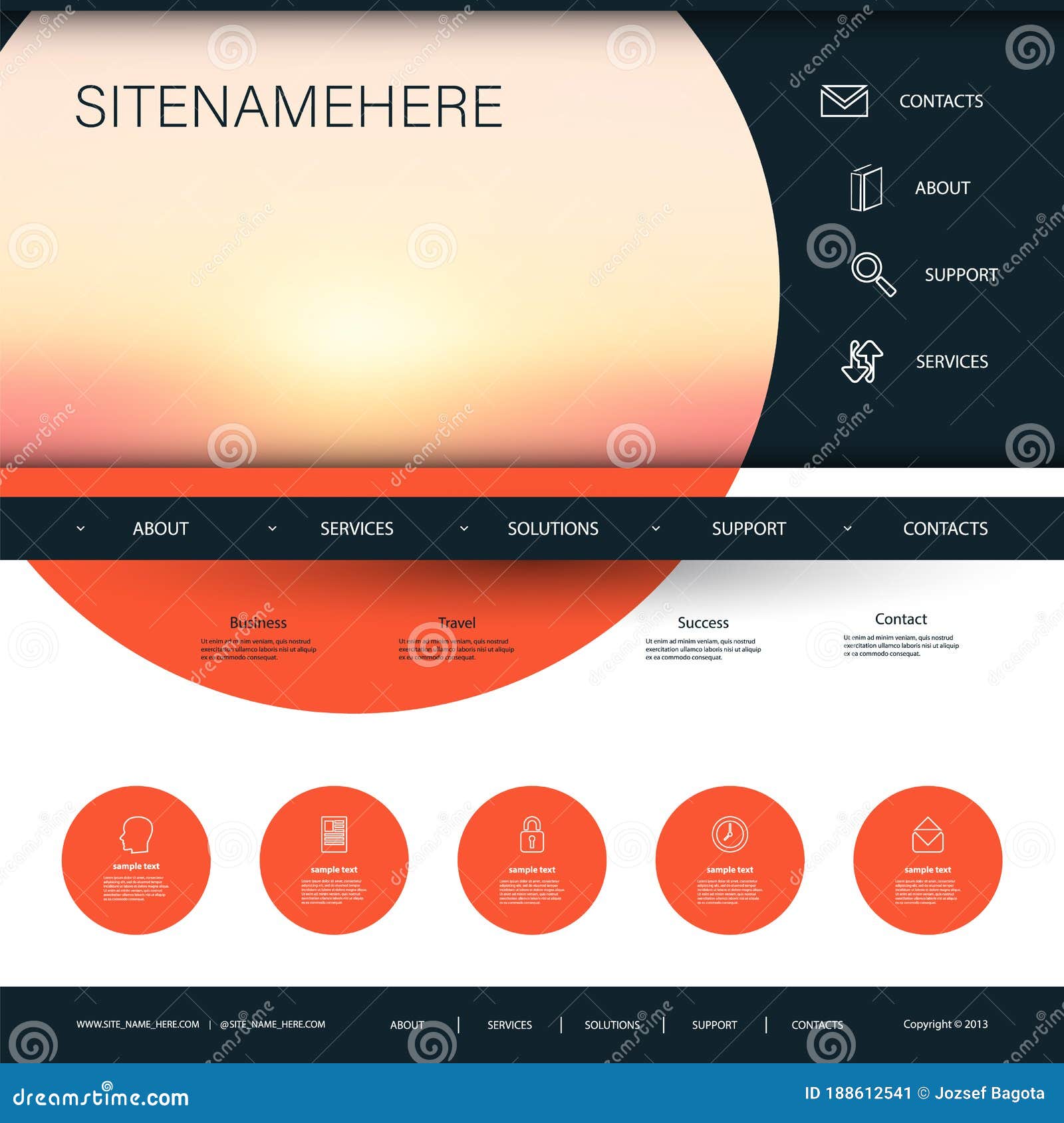 Website Design Template for Your Business with Sunset Sky Image ...
