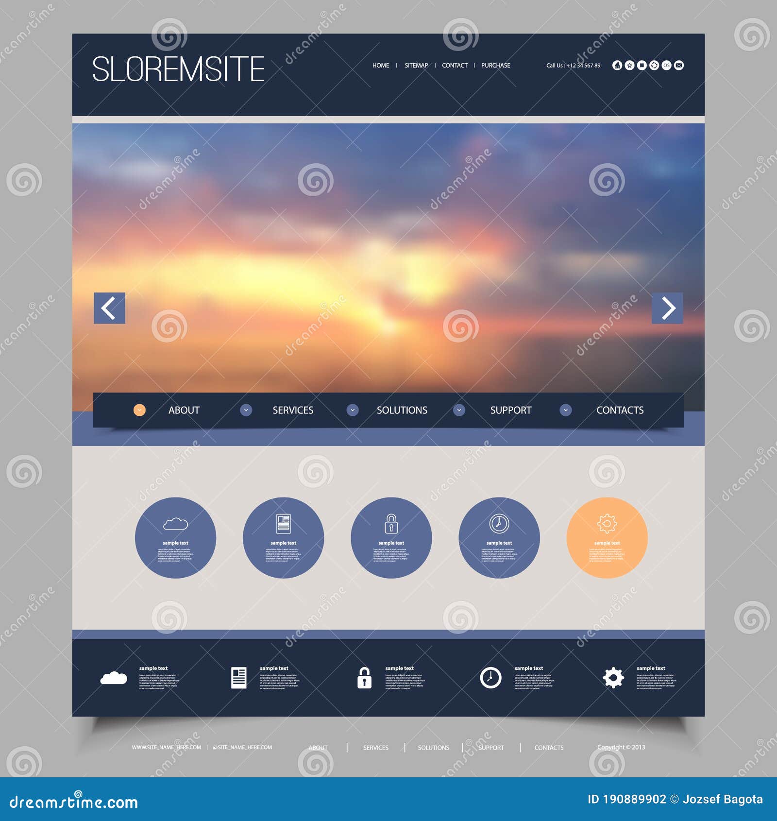 Website Design Template for Your Business with Sunset Sky Image ...