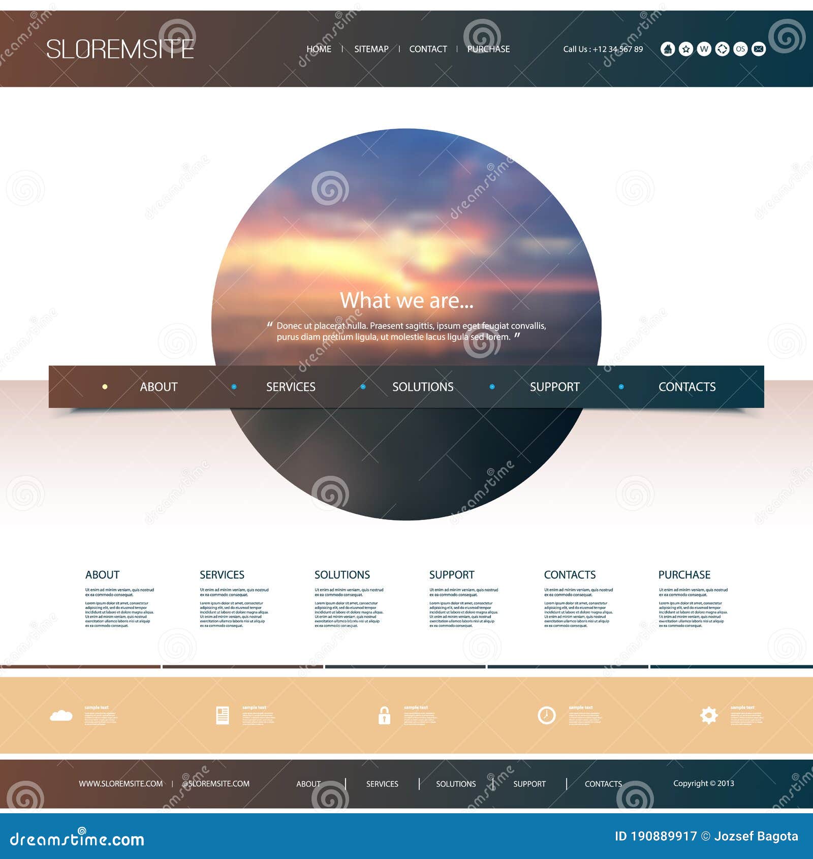 Website Design Template for Your Business with Sunset Sky Image ...