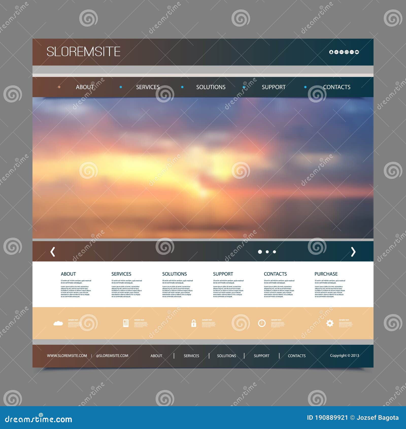Website Design Template for Your Business with Sunset Sky Image ...