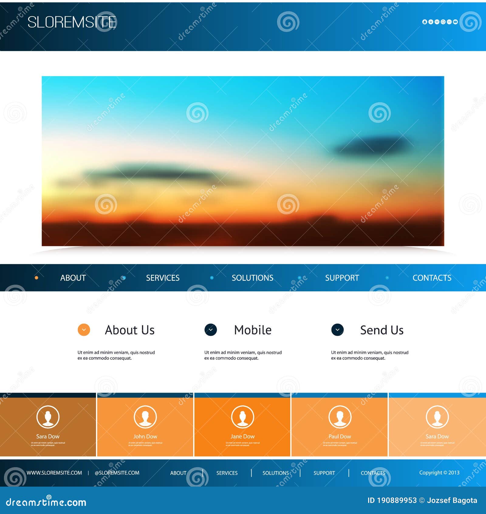 Website Design Template for Your Business with Sunset Sky Image ...