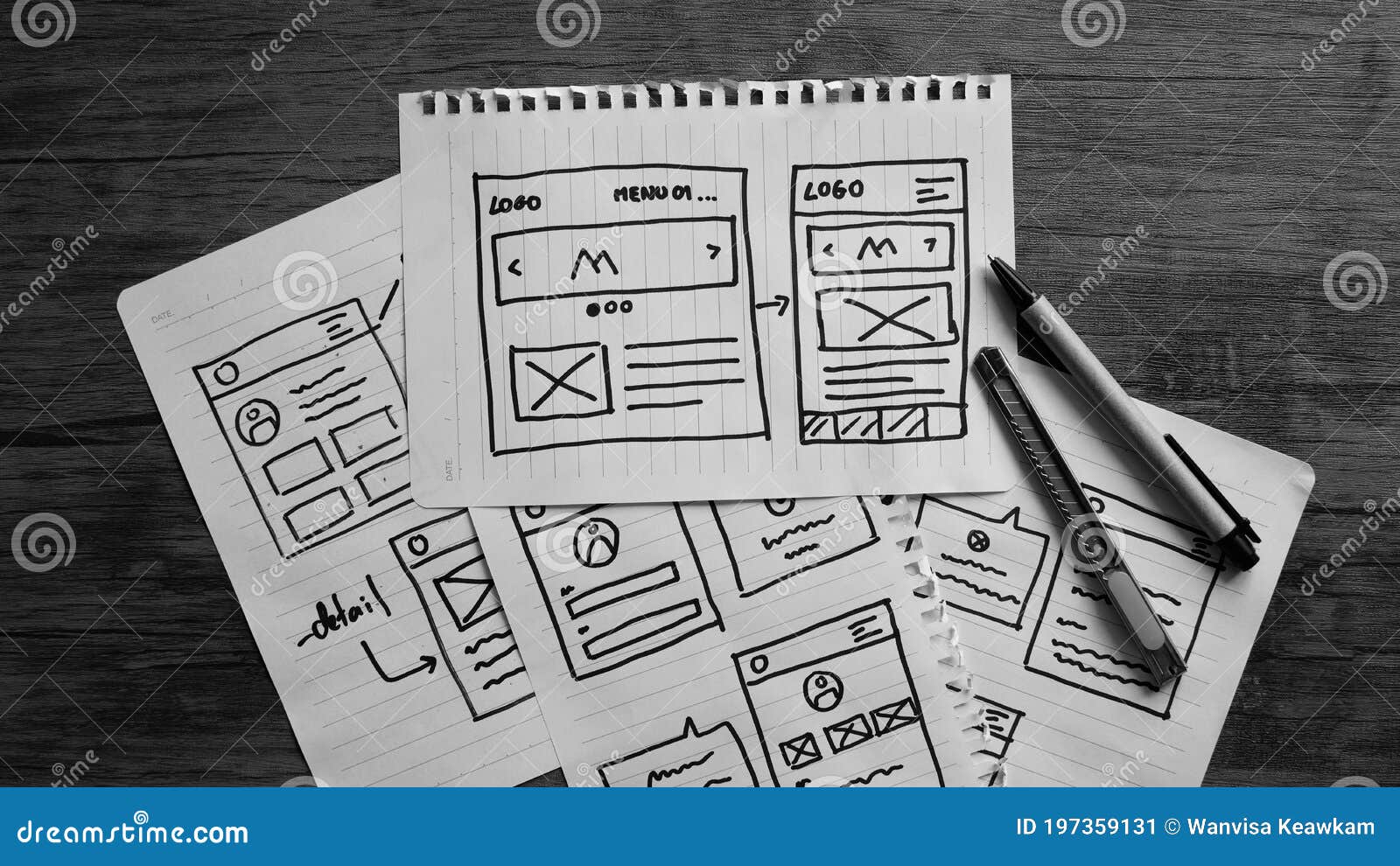Website Design Wireframe Examples of Web Stock Image - Image of mobile ...