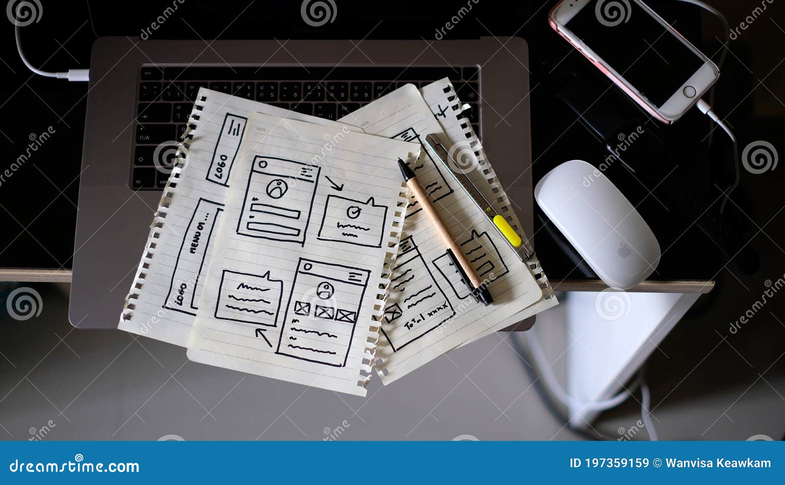 Website Design Wireframe Examples of Web Stock Image - Image of mockup ...