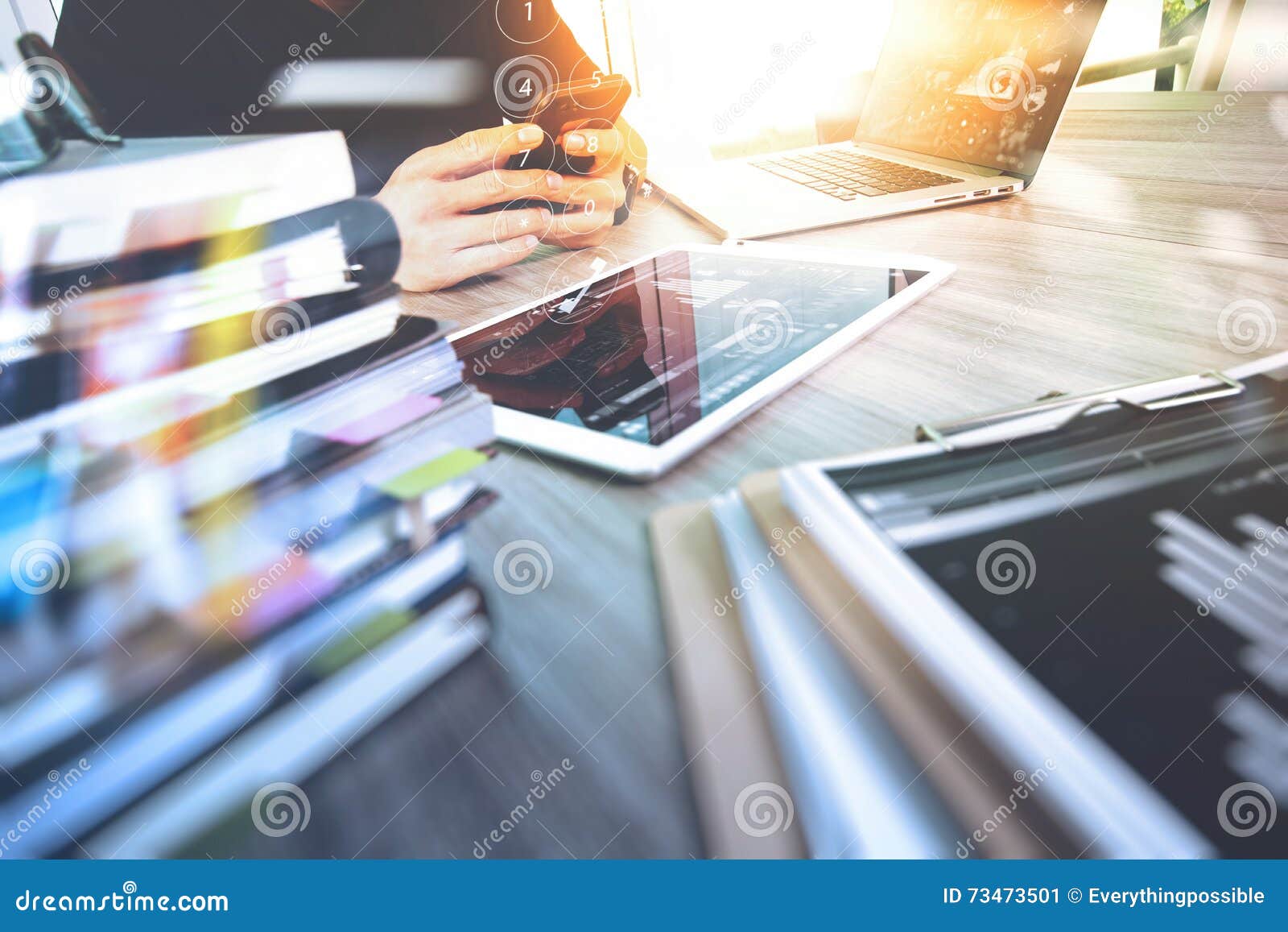 Website Designer Working Digital Tablet and Computer Laptop with Stock ...