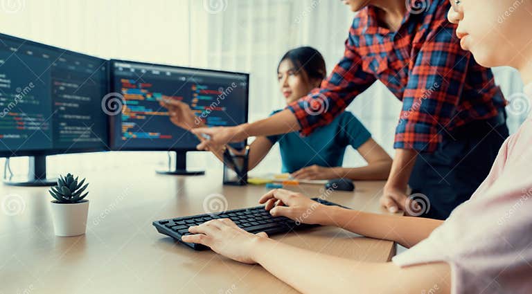 Website Developer Team Brainstorming and Sharing Idea at Office ...