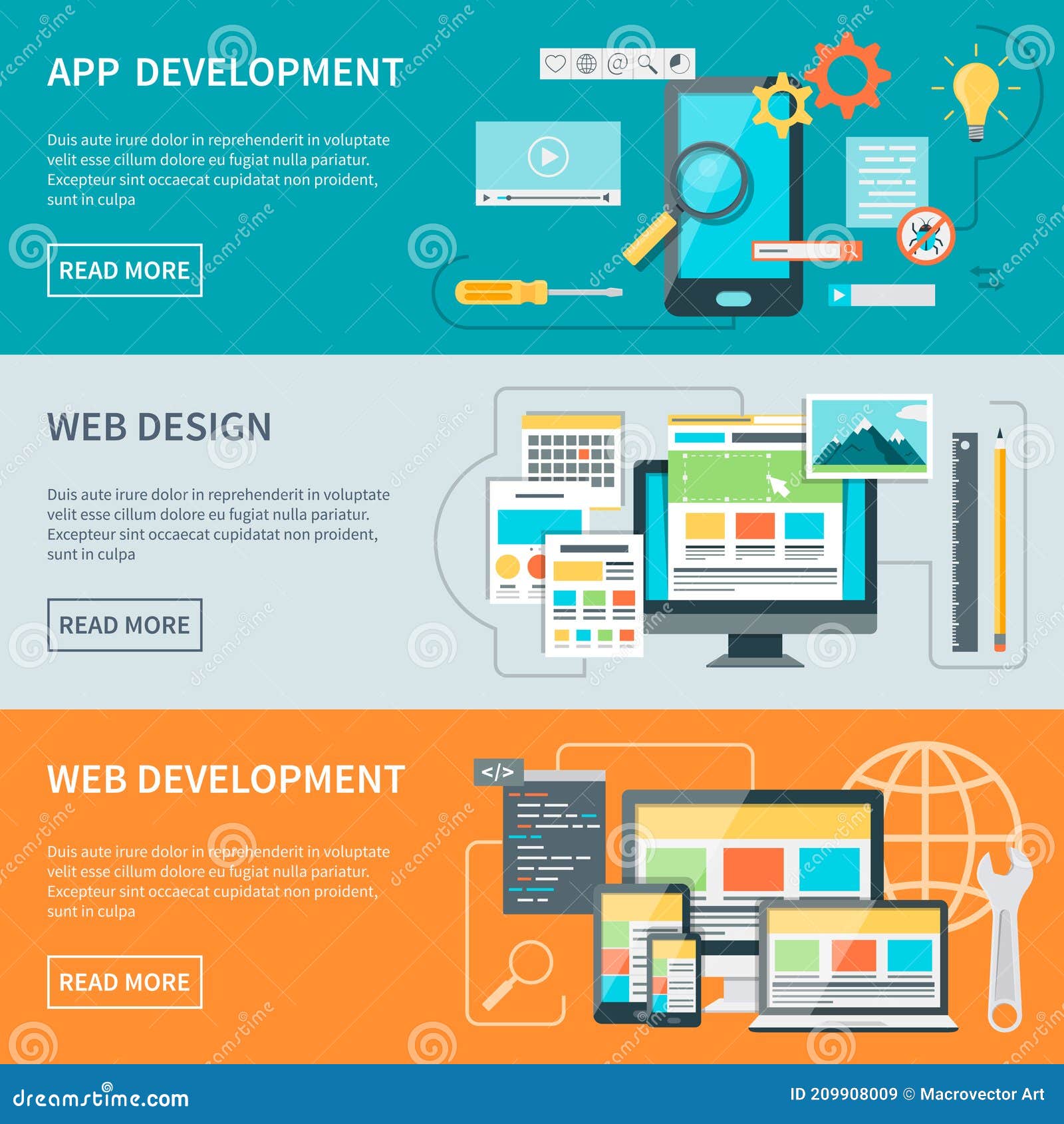 Website Development Banners Stock Vector - Illustration of background ...