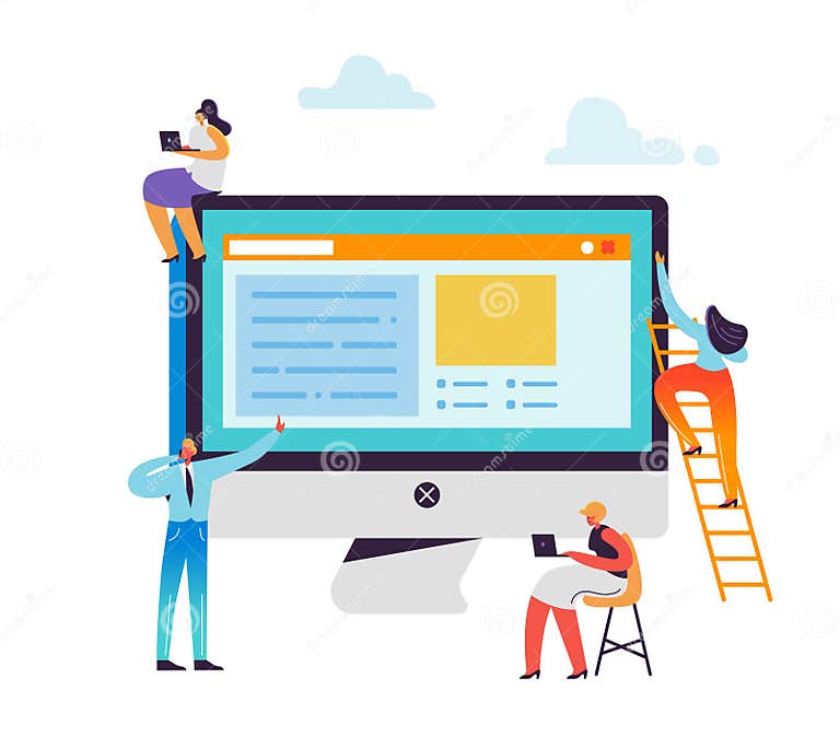 Website Development Concept. Web Developers Characters Creating App Design Stock Vector ...