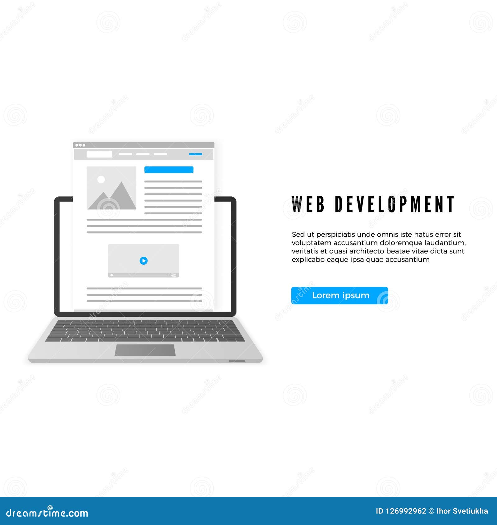 Website Development Concept. Website or Landing Page Template on ... Website Development Concept. Website or Landing Page Template on ...