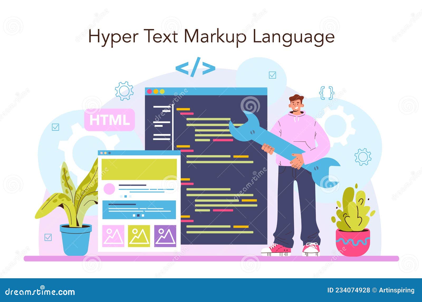 Website Development. HTML Coding Process Stock Vector - Illustration of ... Website Development. HTML Coding Process Stock Vector - Illustration of ...