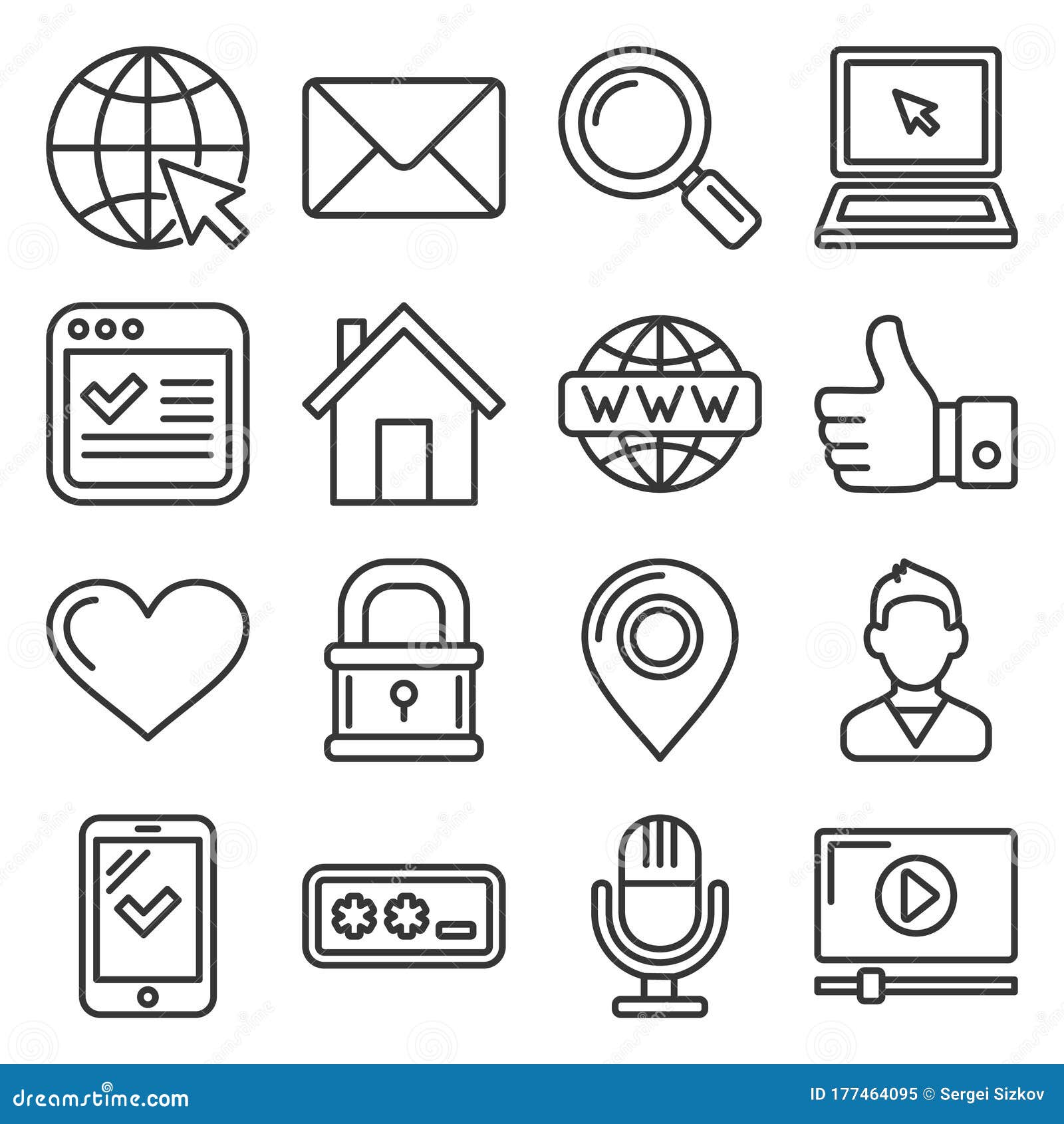 Website Development Icons Set on White Background. Line Style Vector ...