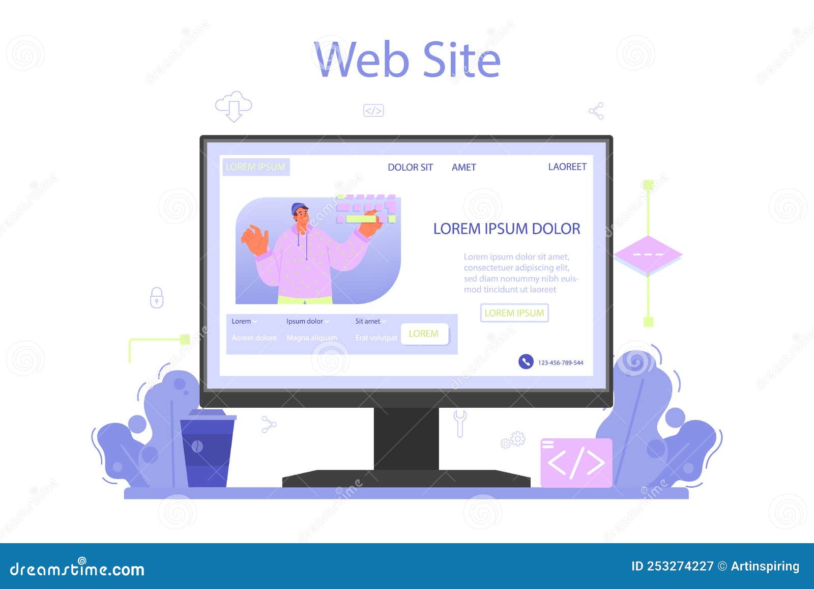 Website Development Online Service or Platform. HTML Coding Process ...
