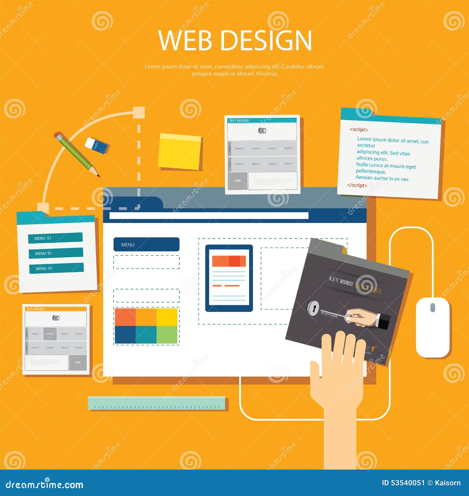 Website Development Project Design Concept Stock Vector - Illustration ...