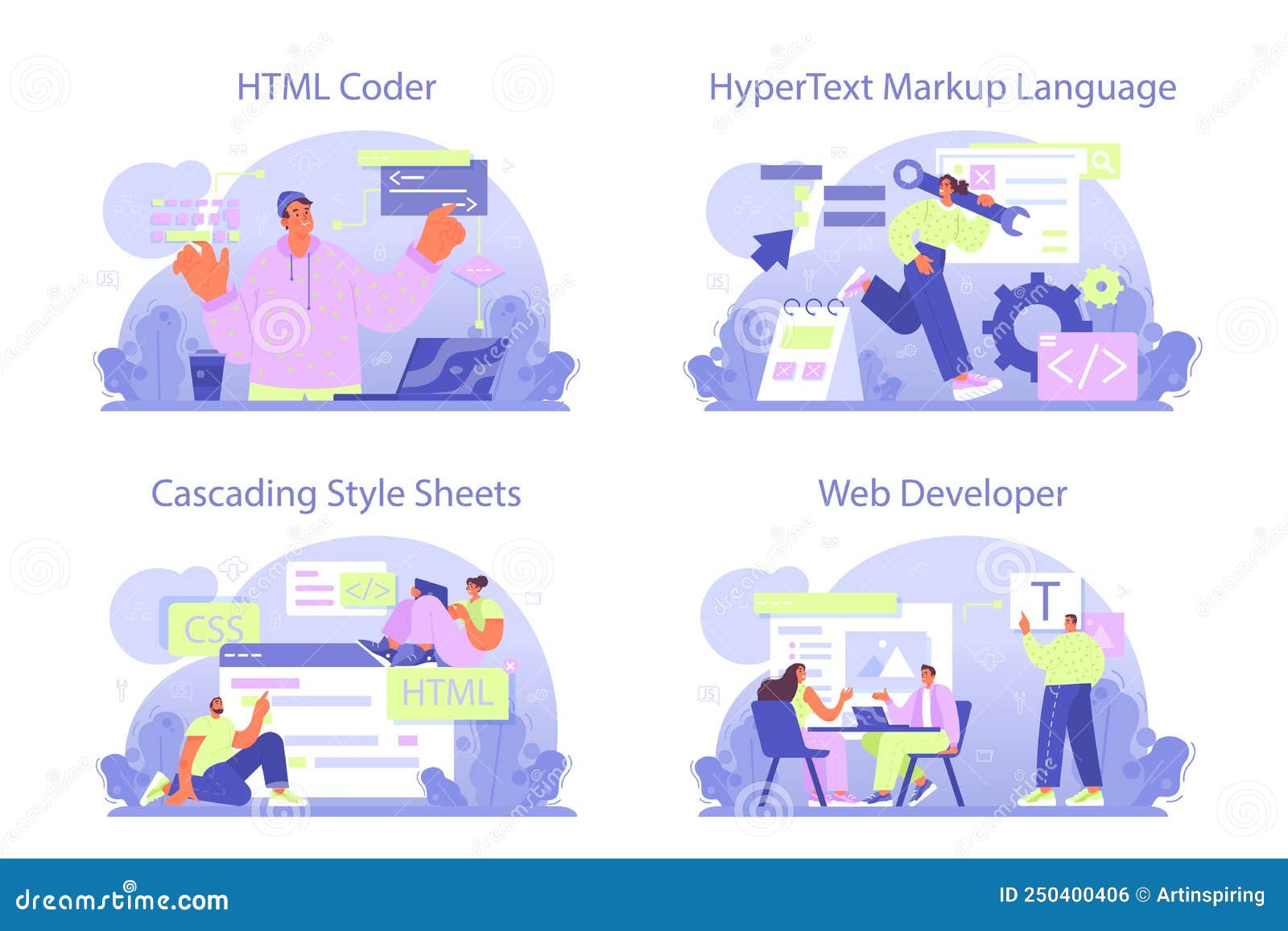 Website Development Set. HTML Coding Process Stock Vector ... Website Development Set. HTML Coding Process Stock Vector ...