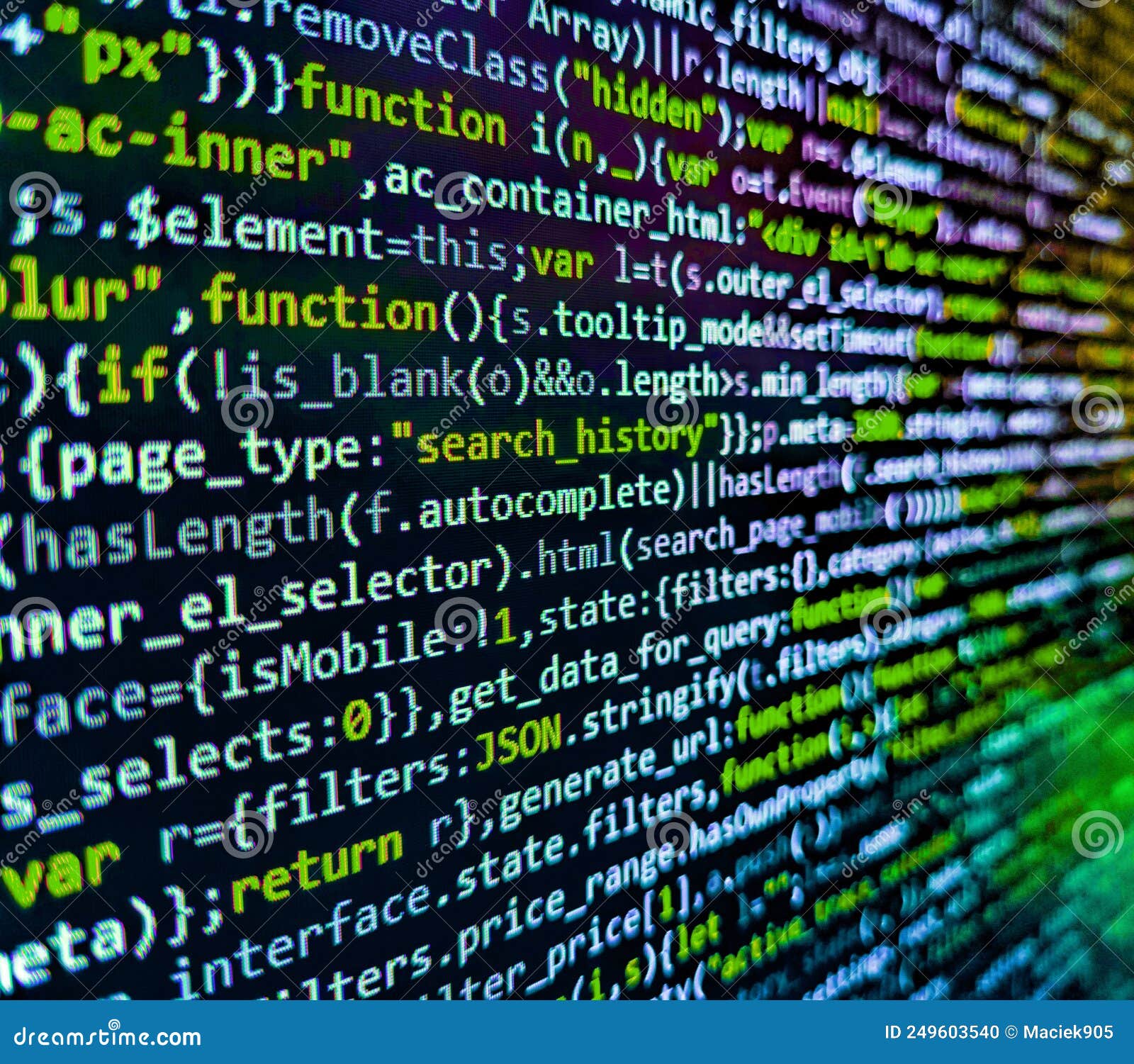 Website Development Software Developer Programming Code On Computer Monitor Shallow Depth Of