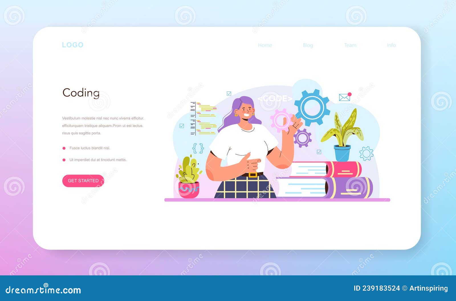 Website Development Web Banner Or Landing Page Html Coding Stock