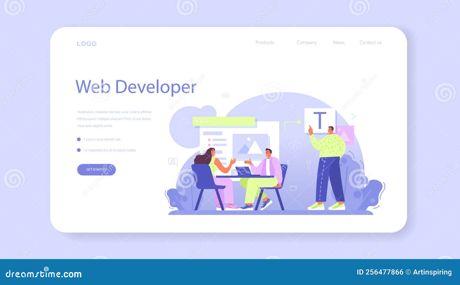Website Development Web Banner or Landing Page. HTML Coding Process Stock Illustration ...