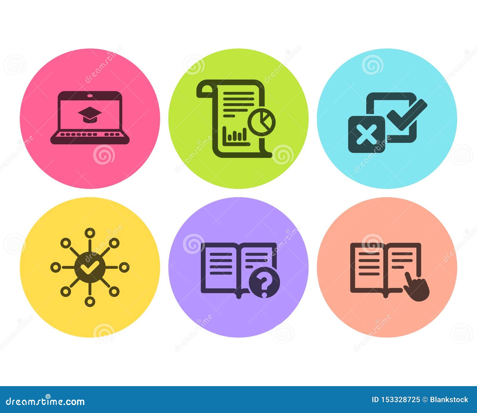 Website Education, Survey Check and Checkbox Icons Set. Report, Help ...