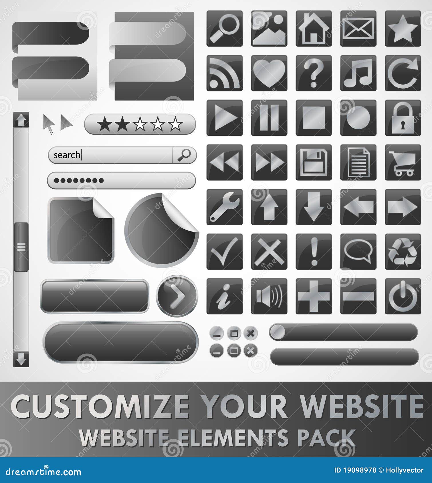 Website elements stock vector. Illustration of grey, arrow - 19098978