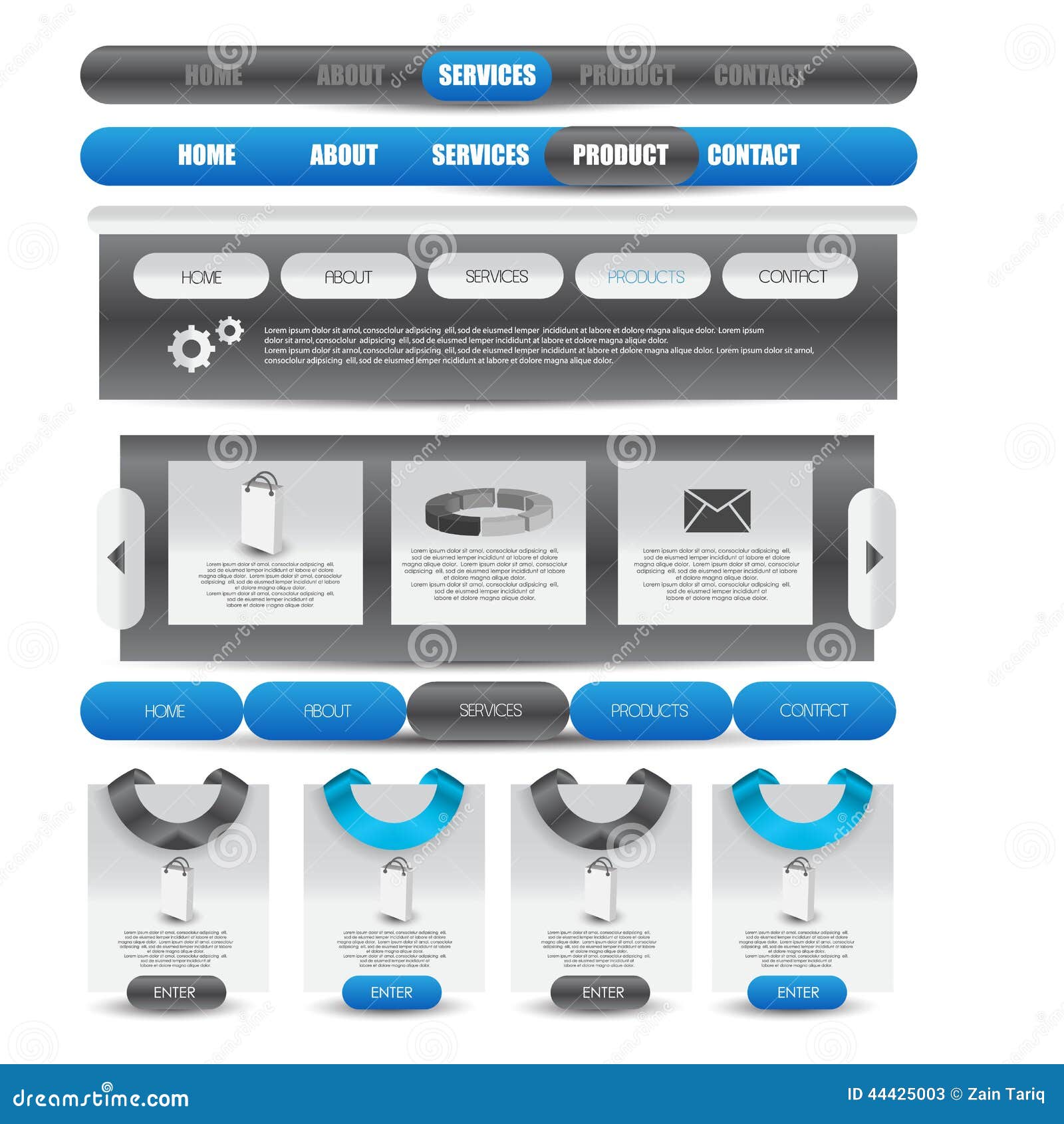 Website elements set stock vector. Illustration of layout - 44425003