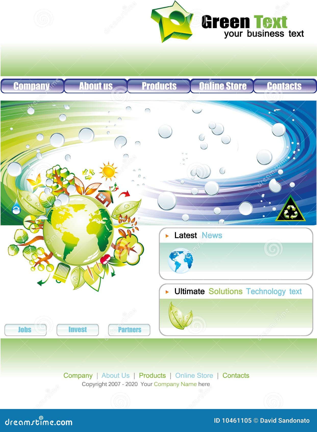 WebSite Environmental Green Template Stock Vector - Illustration of ...