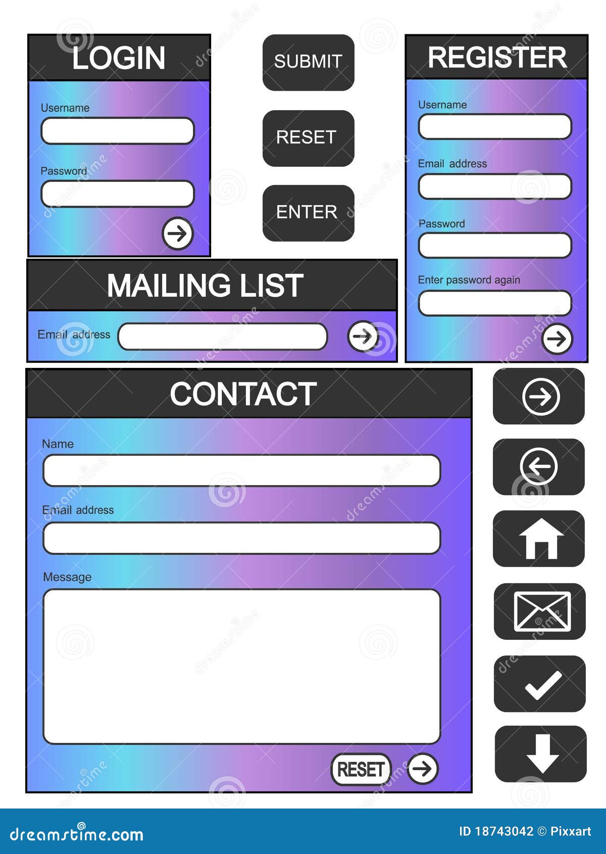 Website forms stock vector. Illustration of button, screen - 18743042