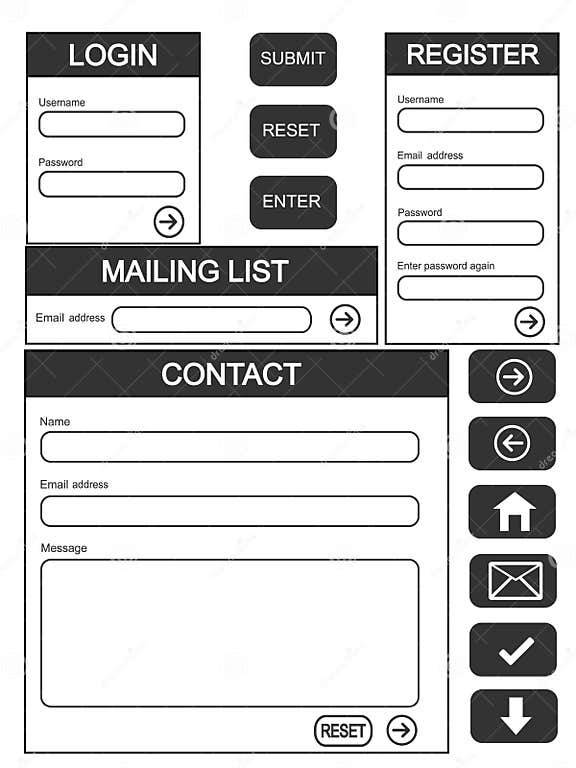 Website forms stock vector. Illustration of button, online - 18771351