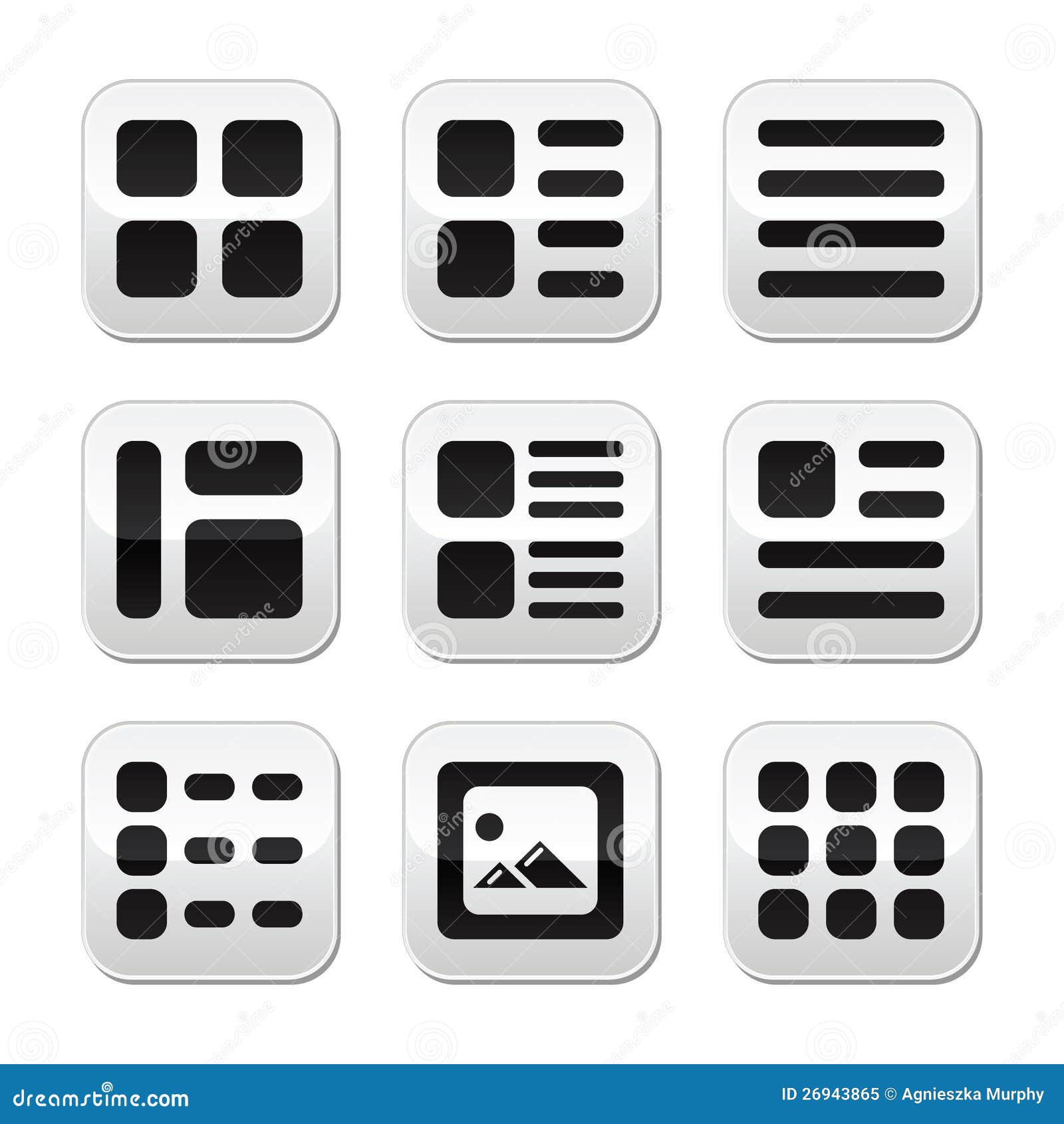 Website Gallery View Display Options Buttons Set Stock Vector ...