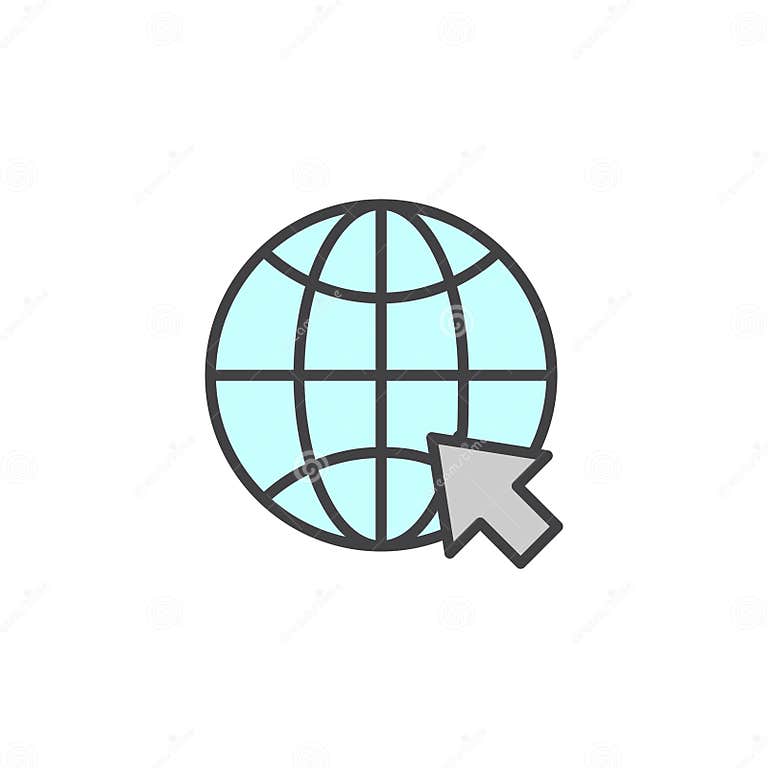 Website Globe Icon in Colored Version Stock Illustration - Illustration of mail, browser: 347098602