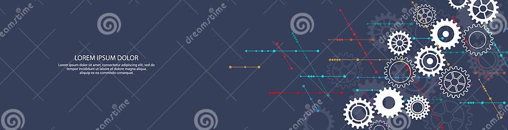 Website Header or Banner Design with Cogs and Gear Wheel Mechanisms ...