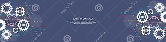 Website Header or Banner Design with Cogs and Gear Wheel Mechanisms ...