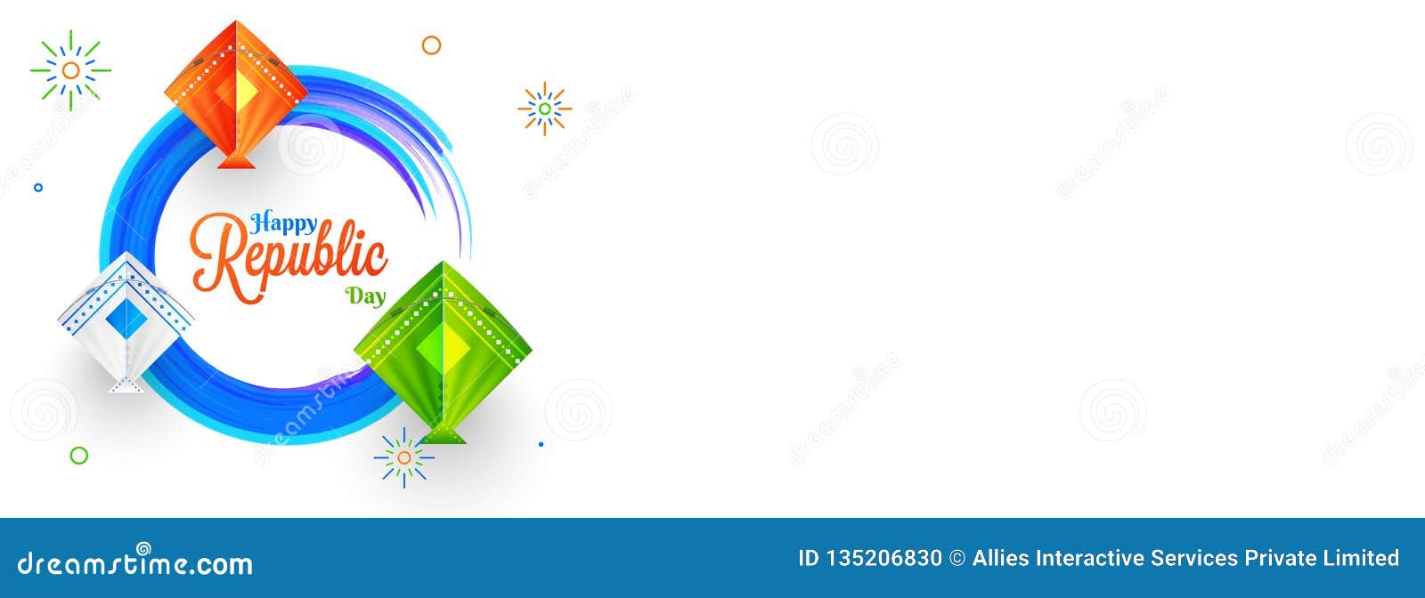 Website Header or Banner Design with Colourful Kites on White ...