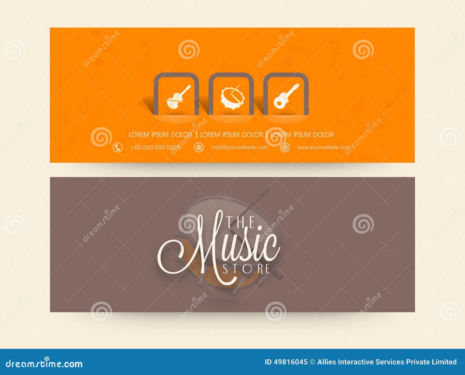 Website Header or Banner Set for Music Store. Stock Illustration ...