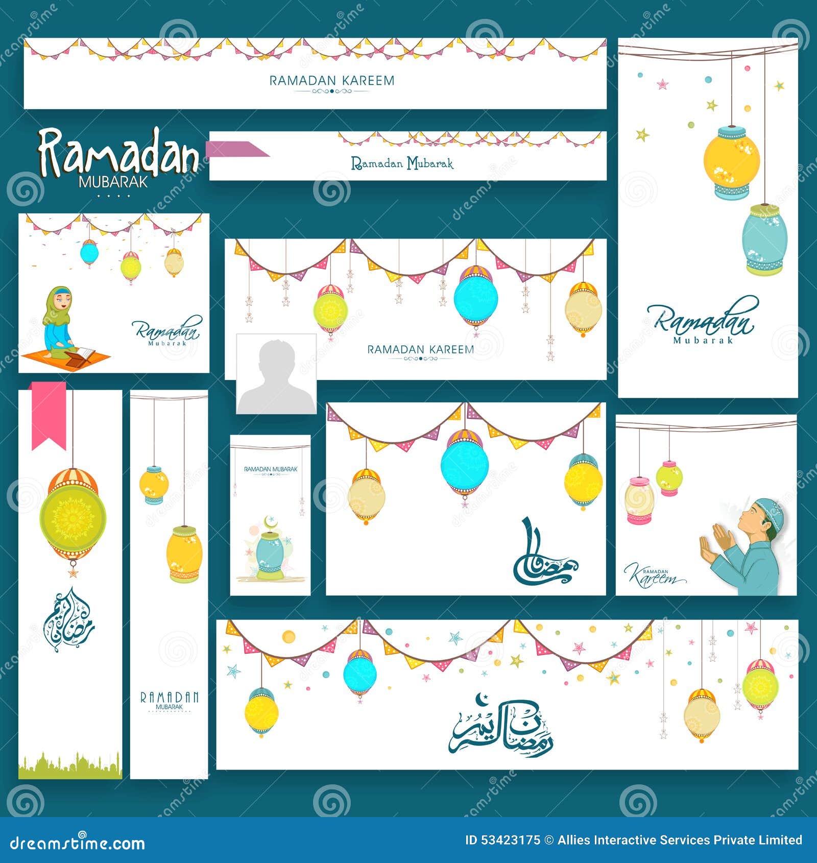 Website Header or Banner Set for Ramadan Kareem Celebration. Stock ...