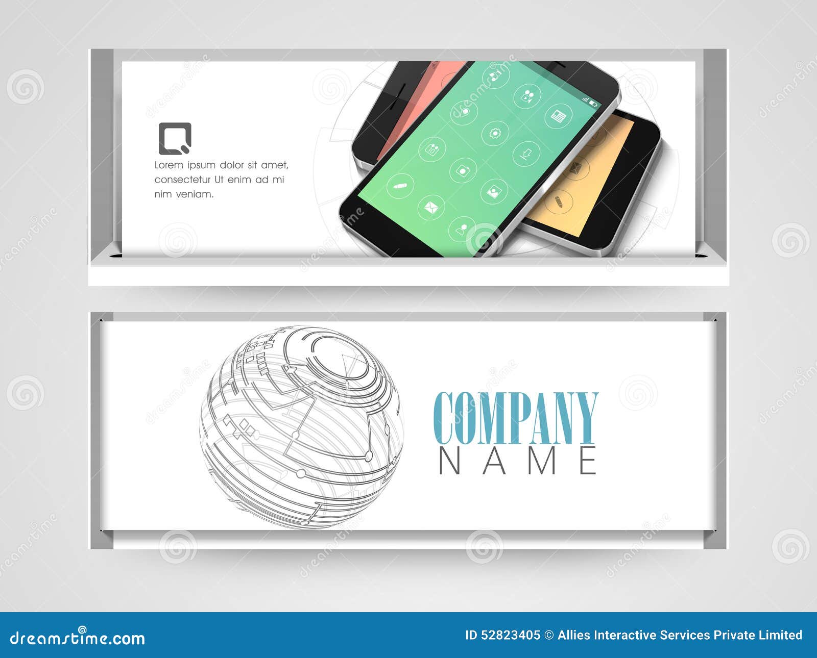 Website Header or Banner Set with Smartphone. Stock Illustration ...