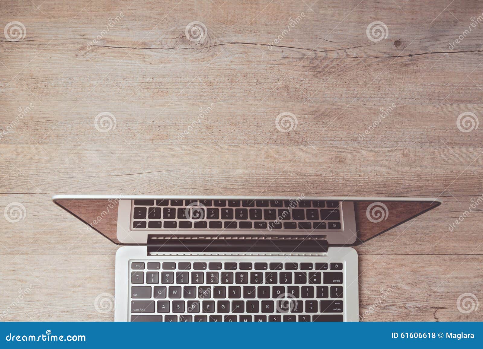 Website Header Design with Laptop Computer on Office Desk. View from ...