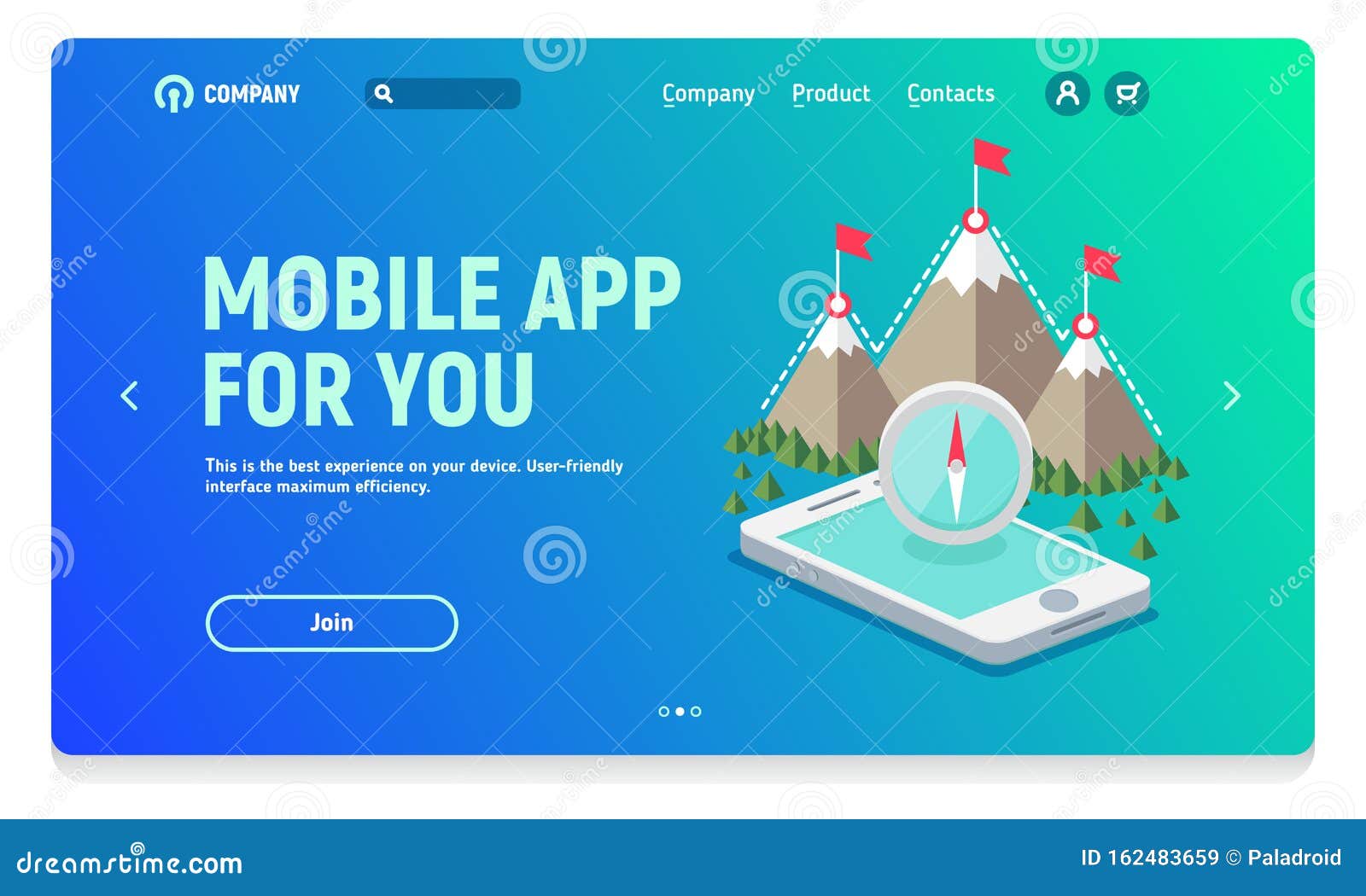 Website Header for Mobile Application, Mobile Travel Application ...
