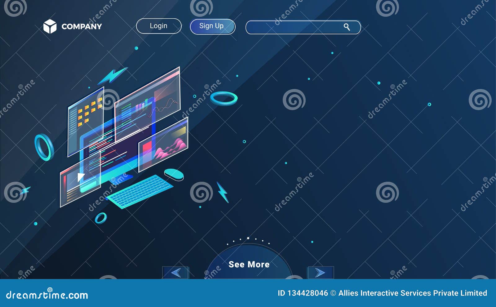 Website Hero Image with Interactive. Stock Illustration - Illustration ...